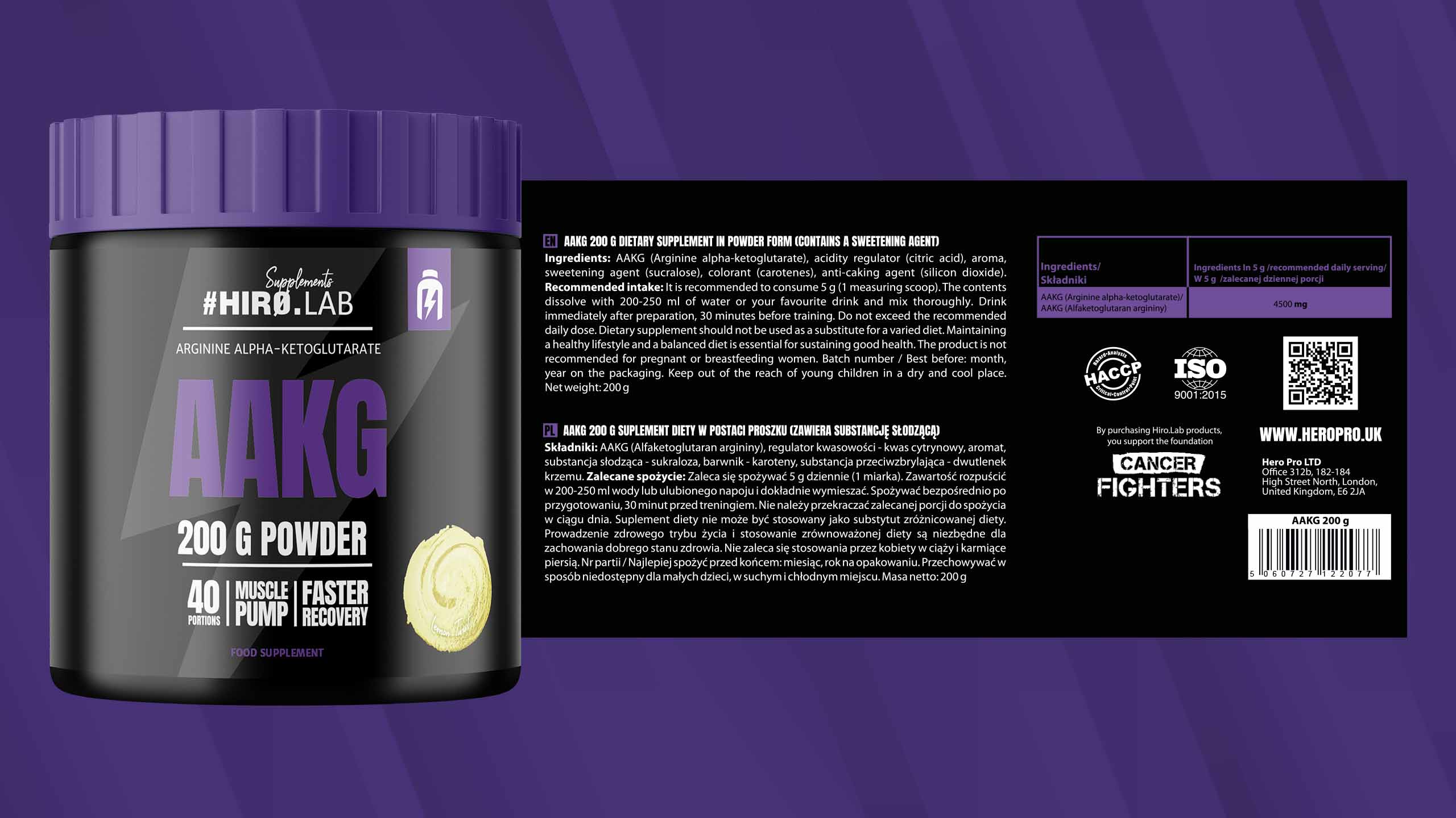 HiroLab AAKG – 200g Arginina - Strzelse